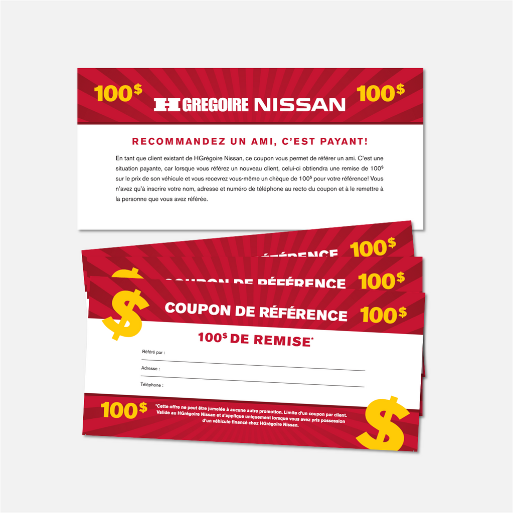 Coupon de référence 100$ – Magasinez HGregoire